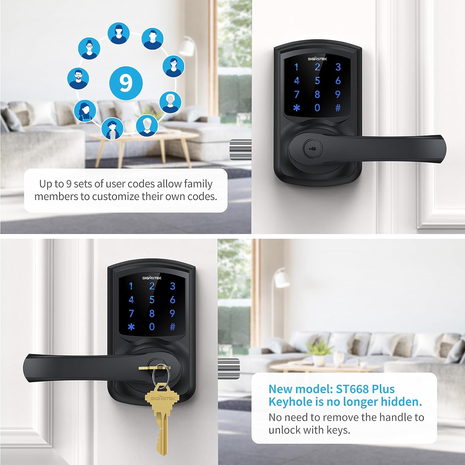 Buy Keyless Front Door Handle With Lever & Smart Touchscreen Door Lock ...